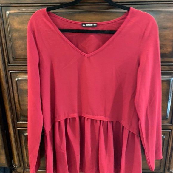 SHEIN | Tops | Shein Peplum Maroon Blouse M | Poshmark